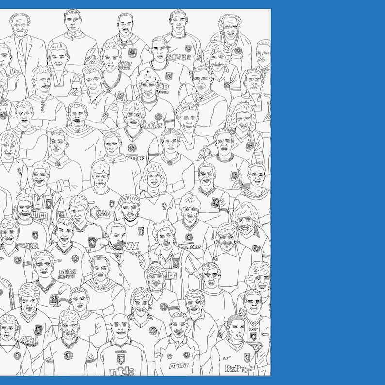 Aston Villa Drawing Colouring Print Poster Avfc Legends Aston Villa Art ...
