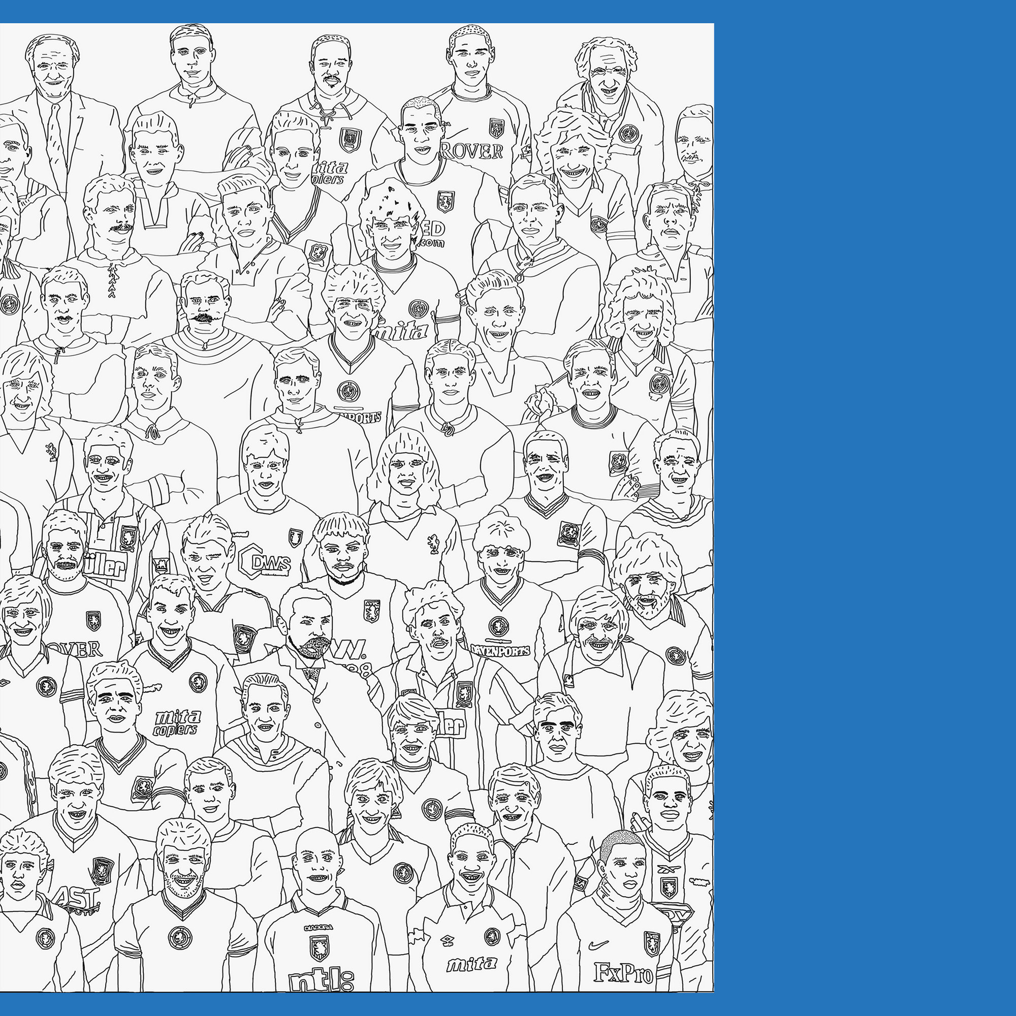 Aston Villa Drawing Colouring Print Poster Avfc Legends Aston Villa Art ...