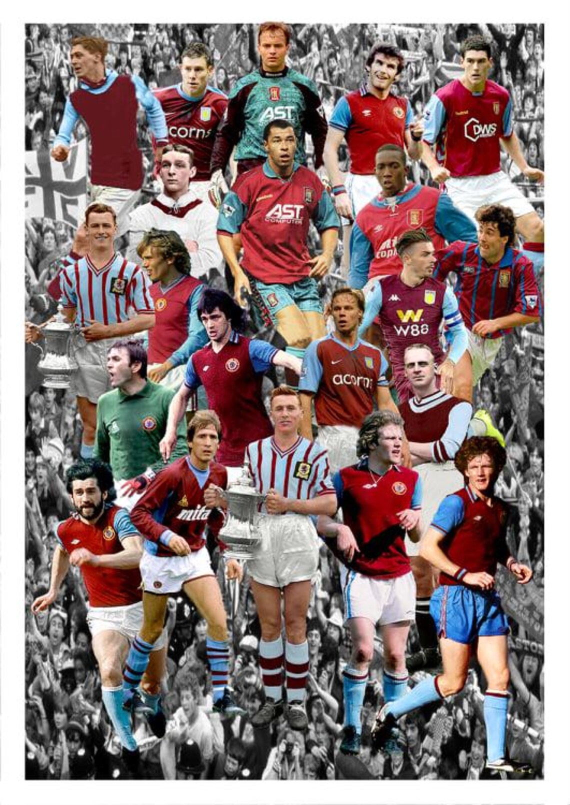 Aston Villa Football Club Legends Squares Print Poster Avfc Utv Players ...