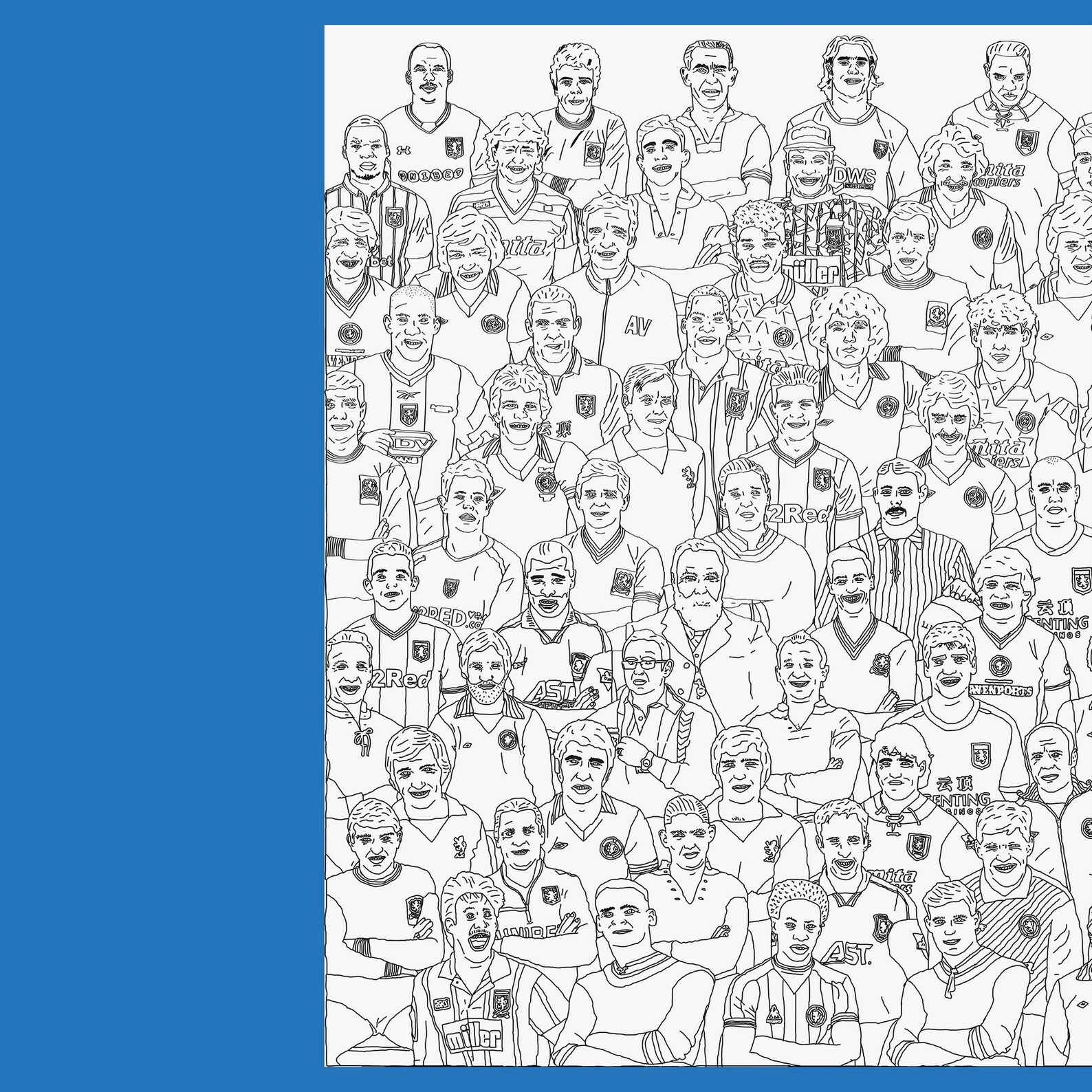 Aston Villa Drawing Colouring Print Poster Avfc Legends Aston Villa Art ...