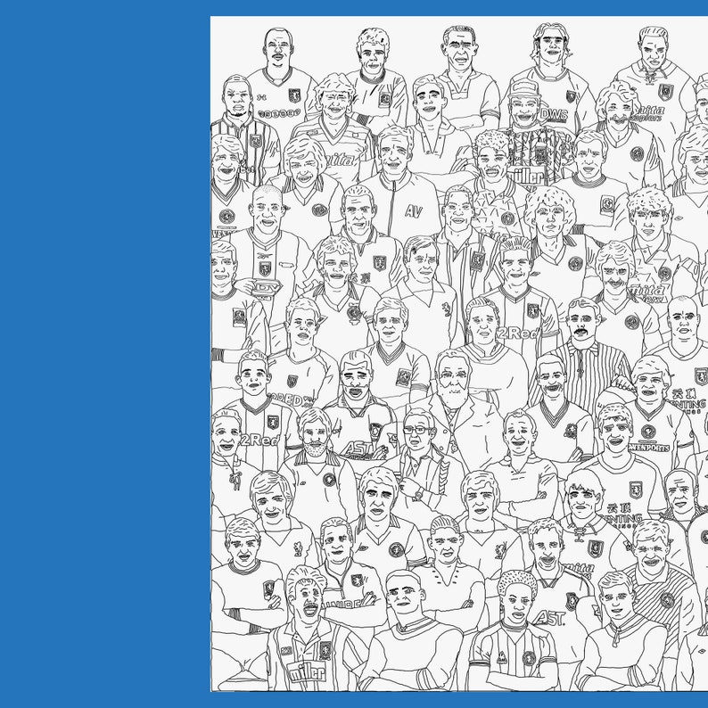 Aston Villa Drawing Colouring Print Poster Avfc Legends Aston Villa Art ...