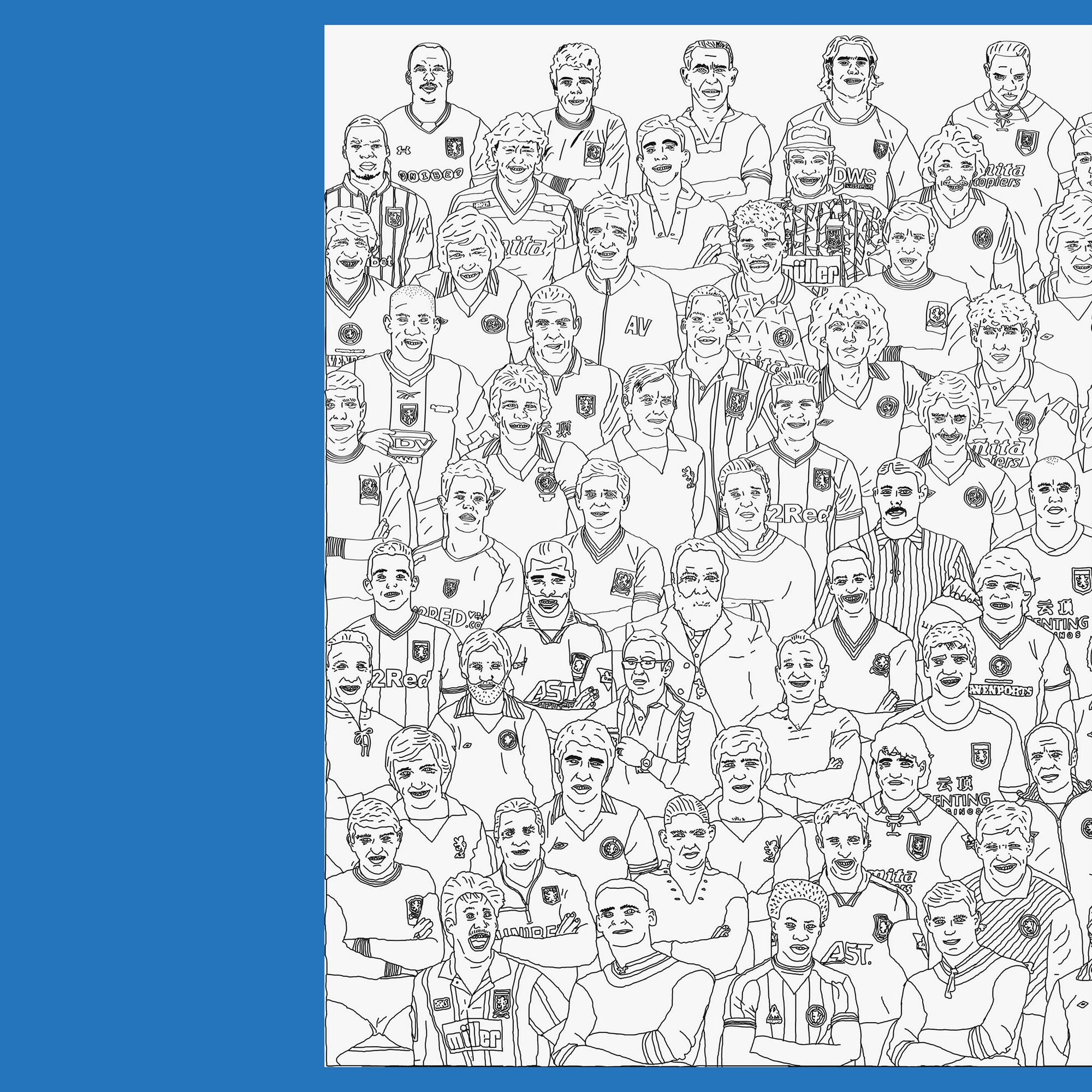 Aston Villa Drawing Colouring Print Poster Avfc Legends Aston Villa Art ...