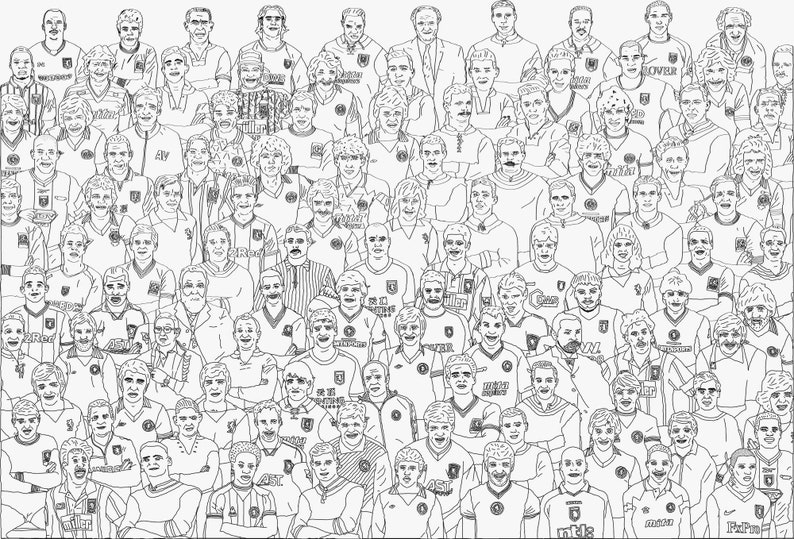 Aston Villa Drawing Colouring Print Poster Avfc Legends Aston Villa Art ...