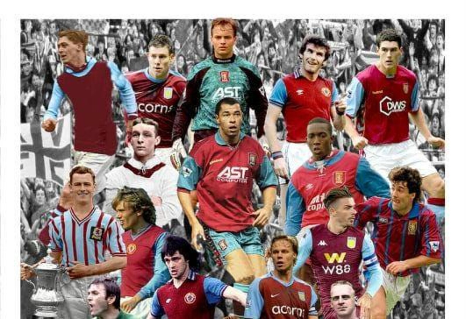 Aston Villa Football Club Legends Squares Print Poster Avfc Utv Players ...