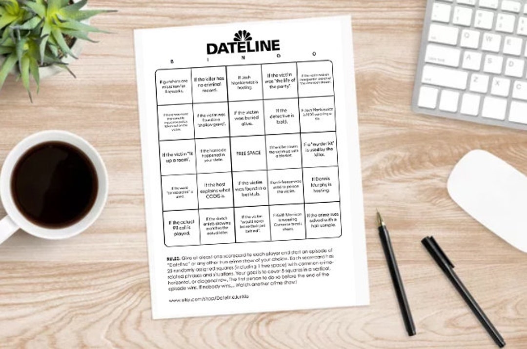Dateline | True Crime Fan | Murder Mystery | Bingo | Digital Download ...
