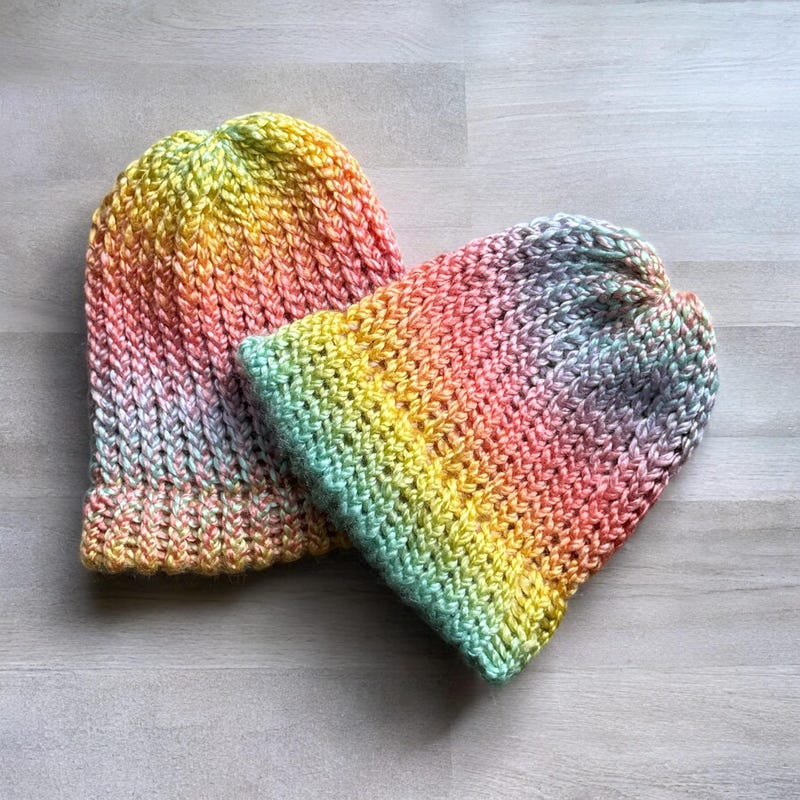 Rainbow Knit Hat - Etsy