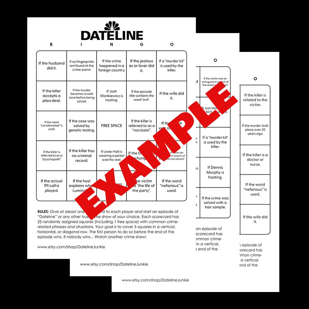 Dateline | True Crime Fan | Murder Mystery | Bingo | Digital Download ...