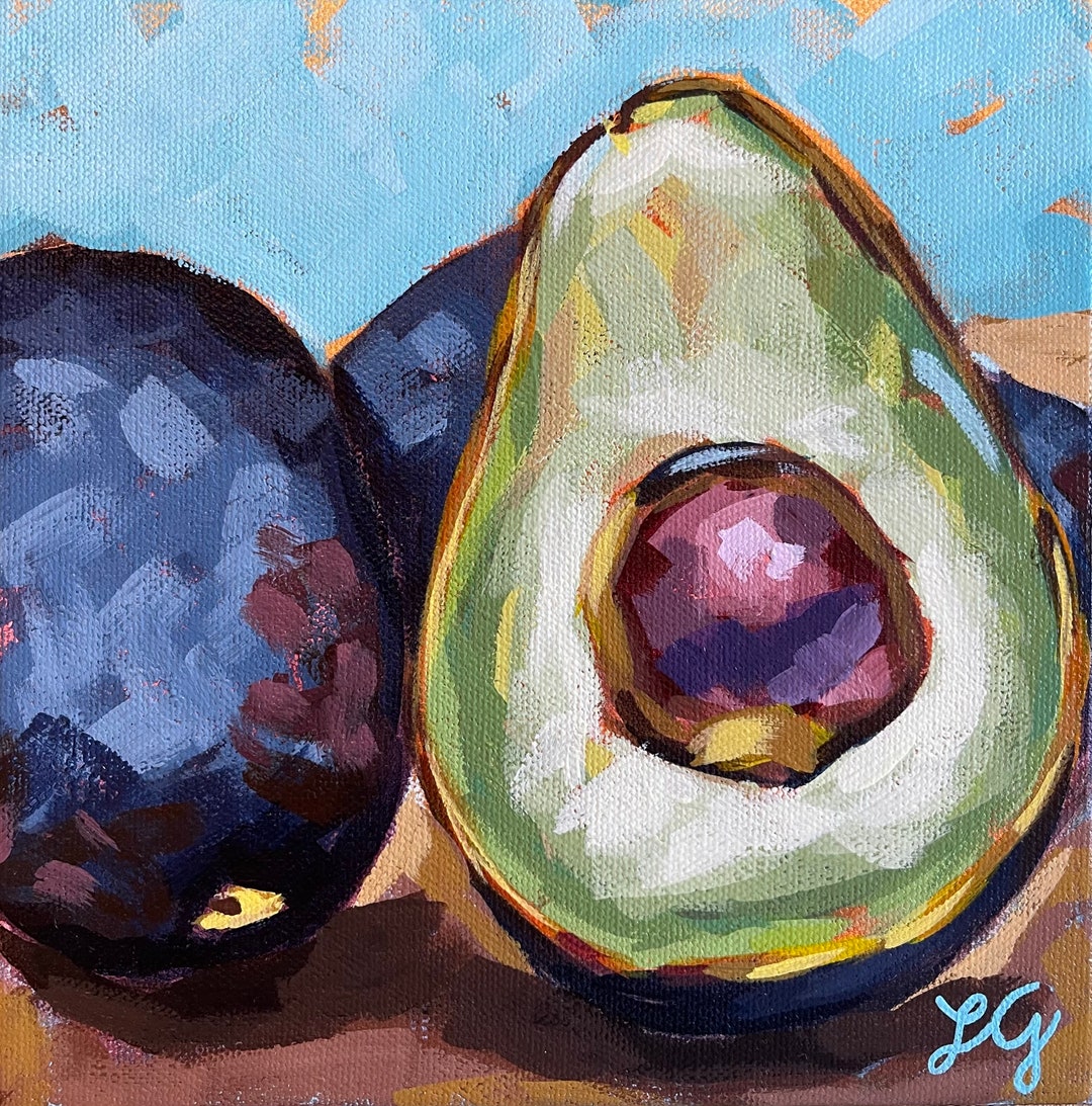 Avocado Acrylic Painting on Canvas 8" X 8" - Etsy