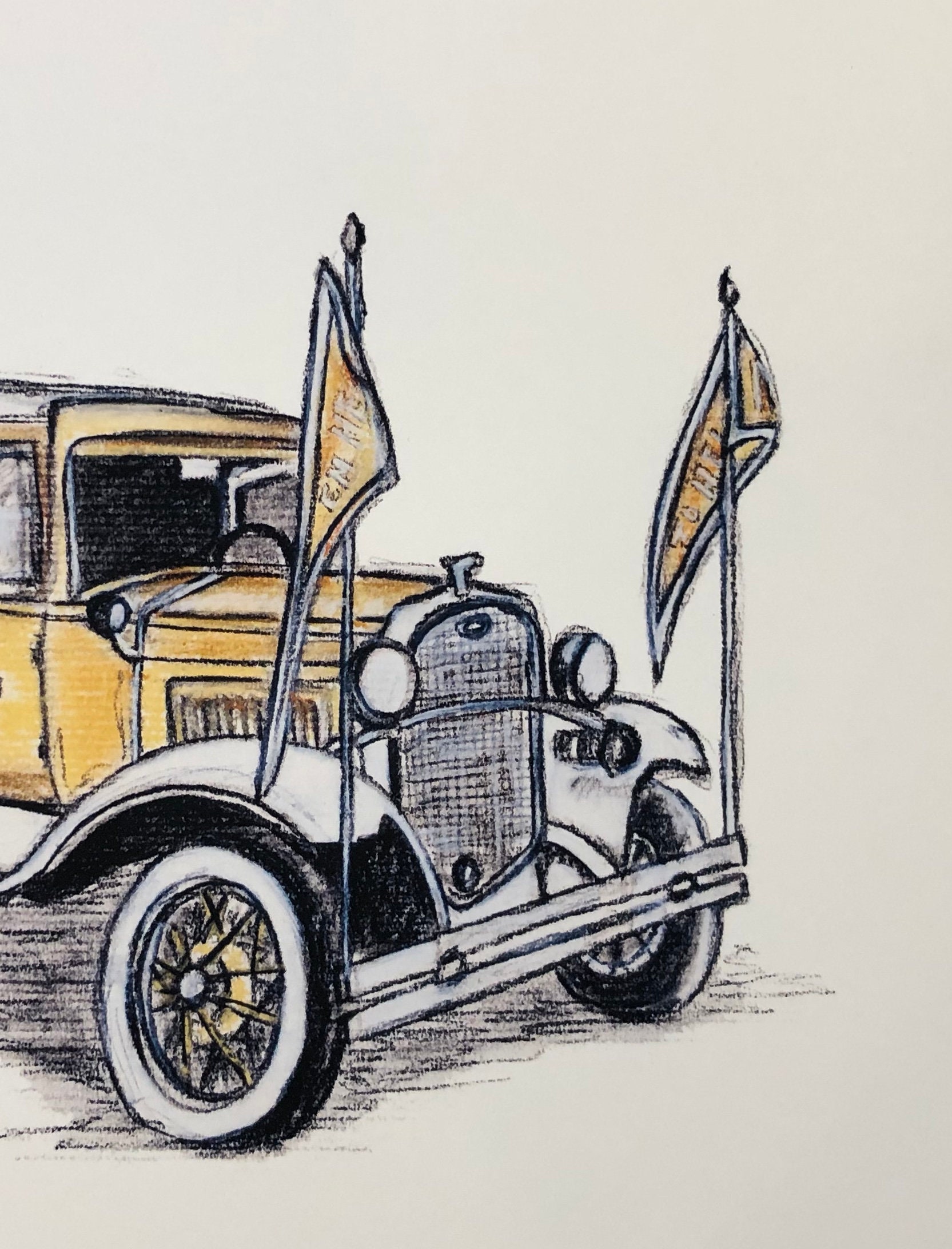 Georgia Tech Ramblin' Wreck Original Charcoal and Pastel Drawing Print ...