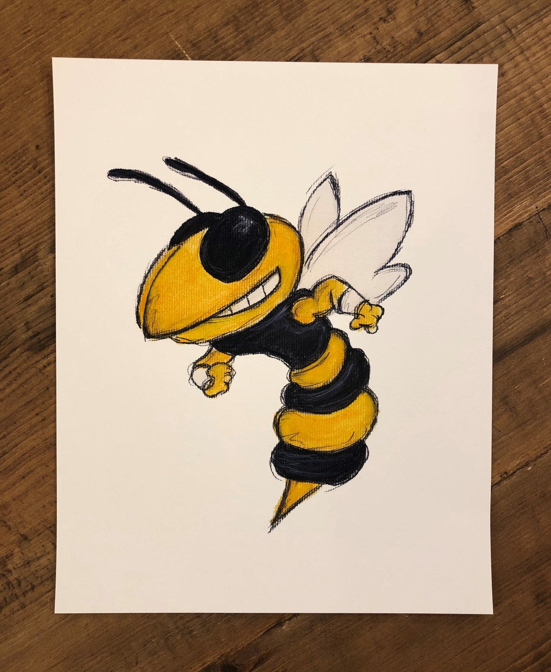 Yellow Jacket Original Charcoal and Pastel Drawing Print - Etsy