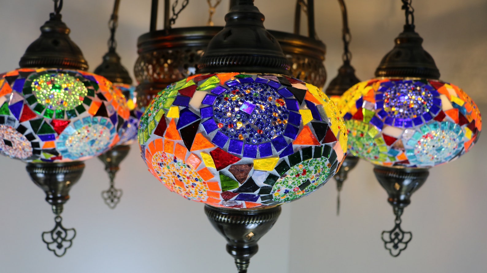 Set of 61 Turkish Mosaic Chandelier turkish Lamp colored | Etsy