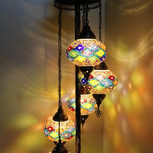 Set of 5 - Rainbow Corner Lamp - Turkish Ottoman Mosaic Lamp -home ...