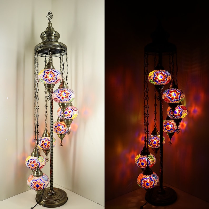 10 COLOR VARIATIONS Set of 7 Rainbow Corner Lamp Turkish - Etsy