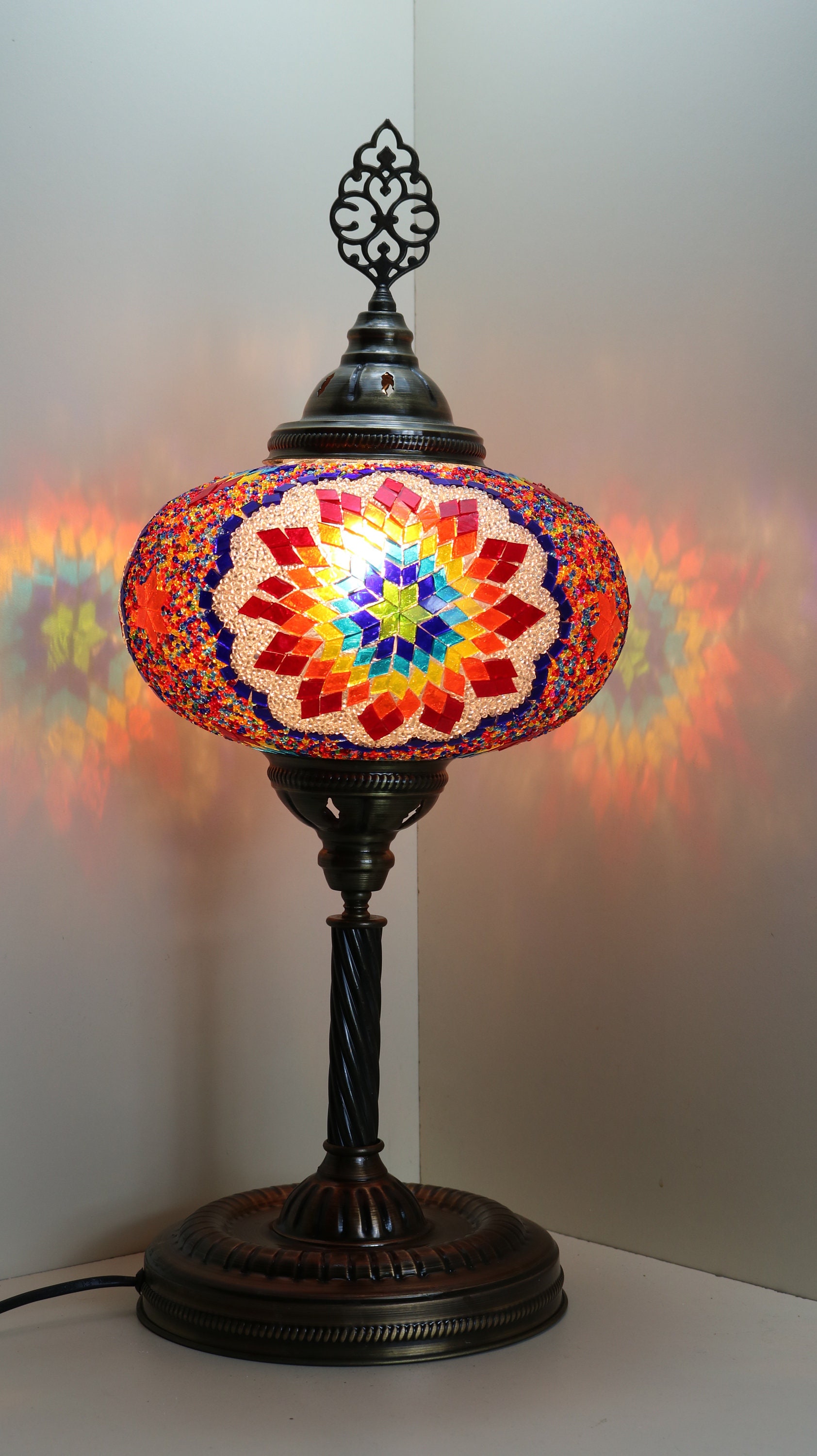 Red Colorful Table Lamp - Turkish Mosaic Lamp - Home Decoration - Bed ...