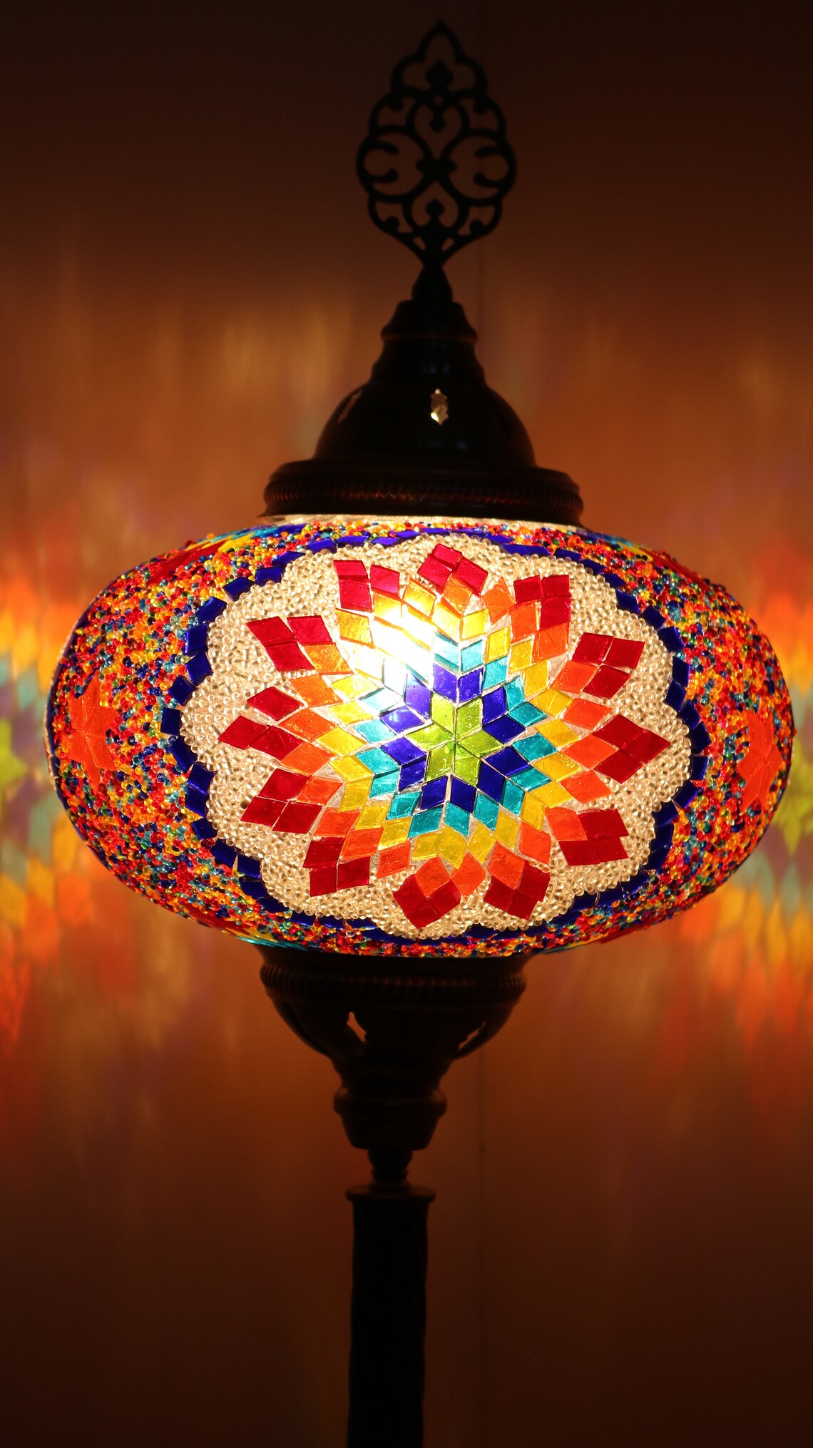 Red Colorful Table Lamp - Turkish Mosaic Lamp - Home Decoration - Bed ...