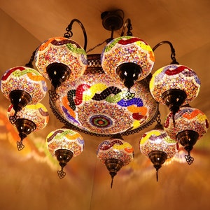 9 VARIATIONS Set of 9+1 - Turkish Mosaic Chandelier Lamp - Turkish Lamp ...