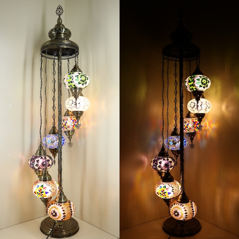 10 COLOR VARIATIONS Set of 7 Rainbow Corner Lamp Turkish | Etsy