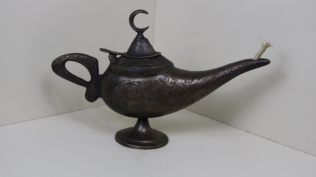 Aladdin Antique Lamp, Bronze, Genie Lamp, Vintage Oil Lamp, Oriental ...