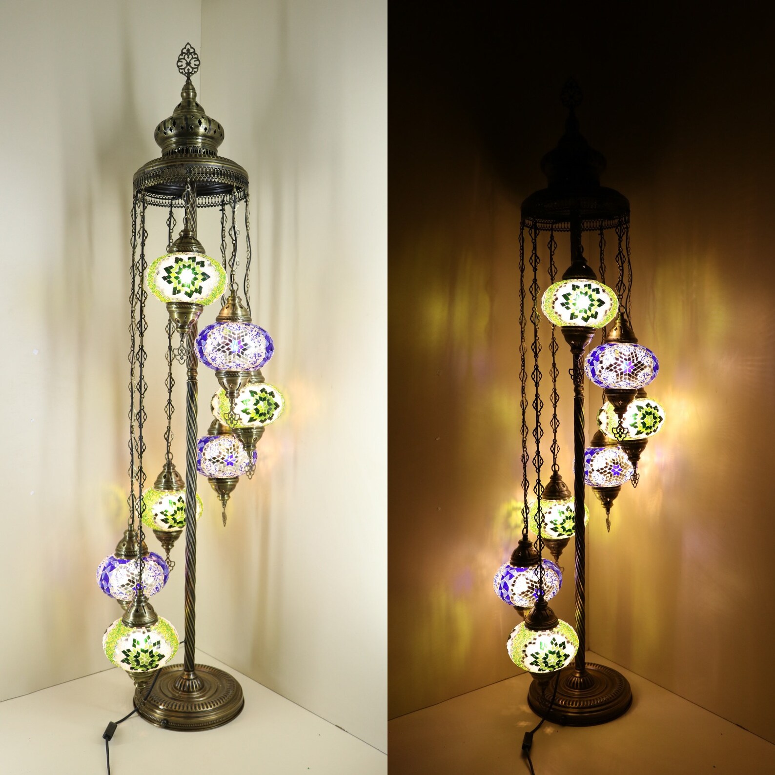 10 COLOR VARIATIONS Set of 7 Rainbow Corner Lamp Turkish | Etsy