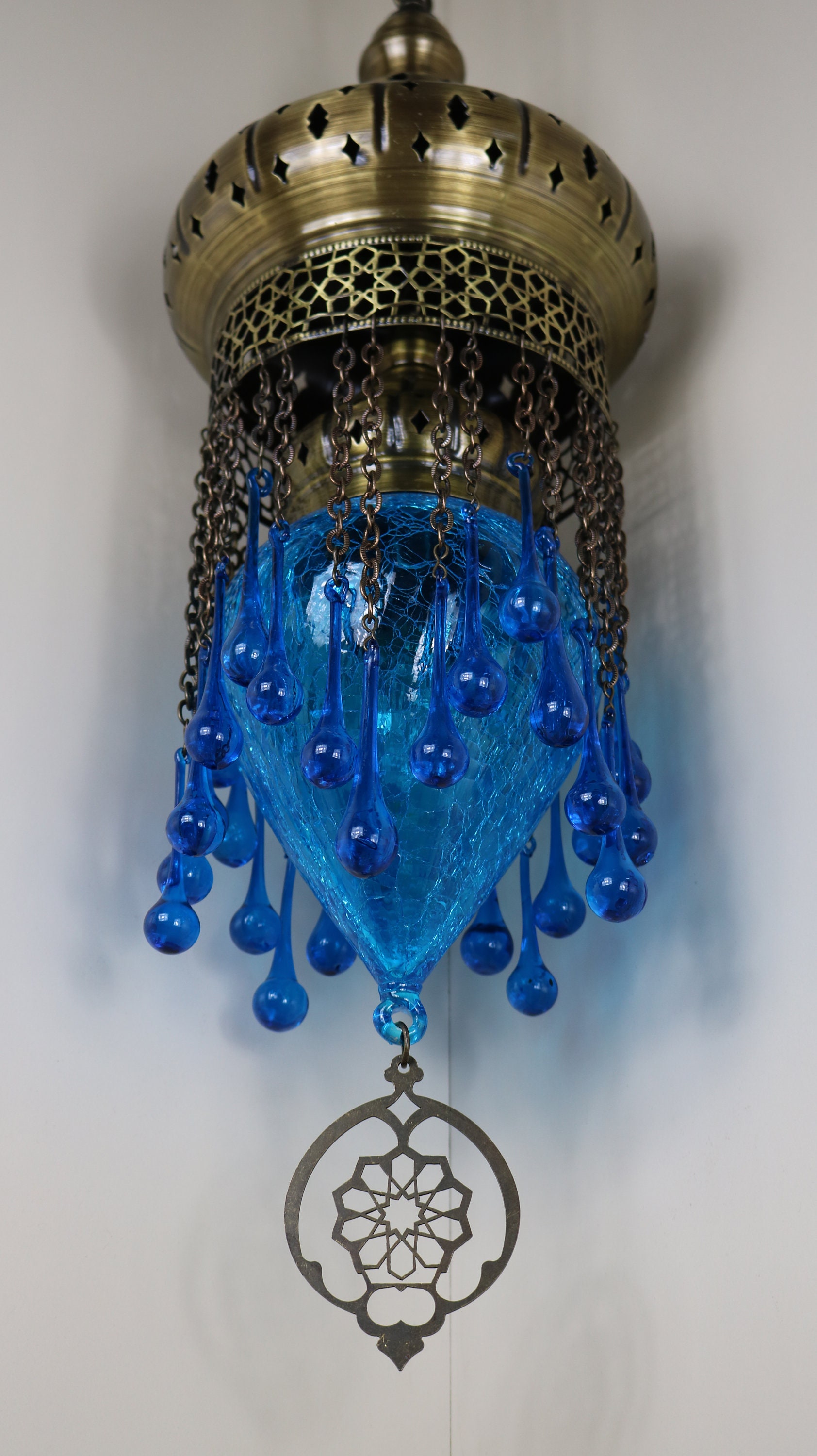 Blue Blob Chandelier Lamp -hall Lamp- Turkish Ottoman Lamp -home ...