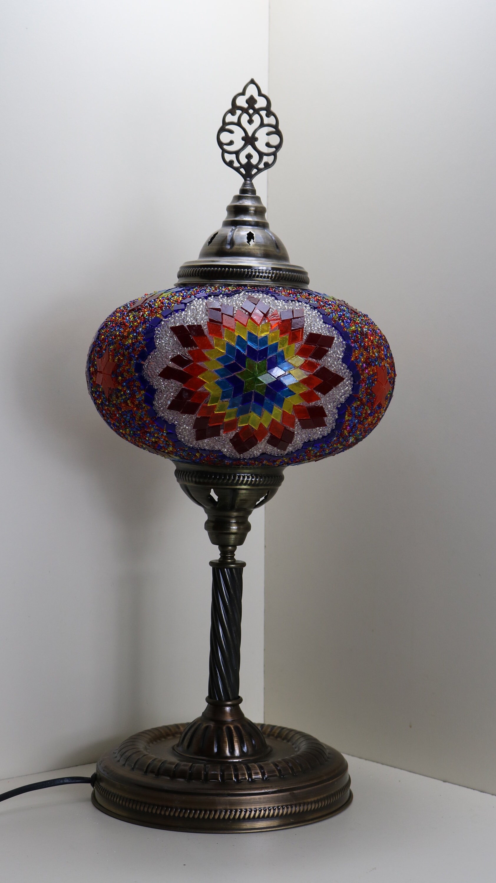 Red Colorful Table Lamp - Turkish Mosaic Lamp - Home Decoration - Bed ...