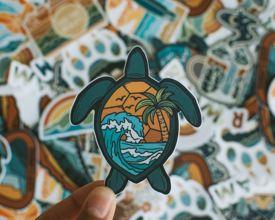 Sea Turtle Sticker Beach Bum Sticker Adventure Sticker Beach Sticker ...