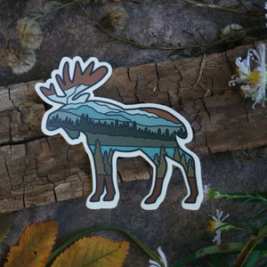 Moose Sticker Adventure Sticker Floral Moose Sticker - Etsy