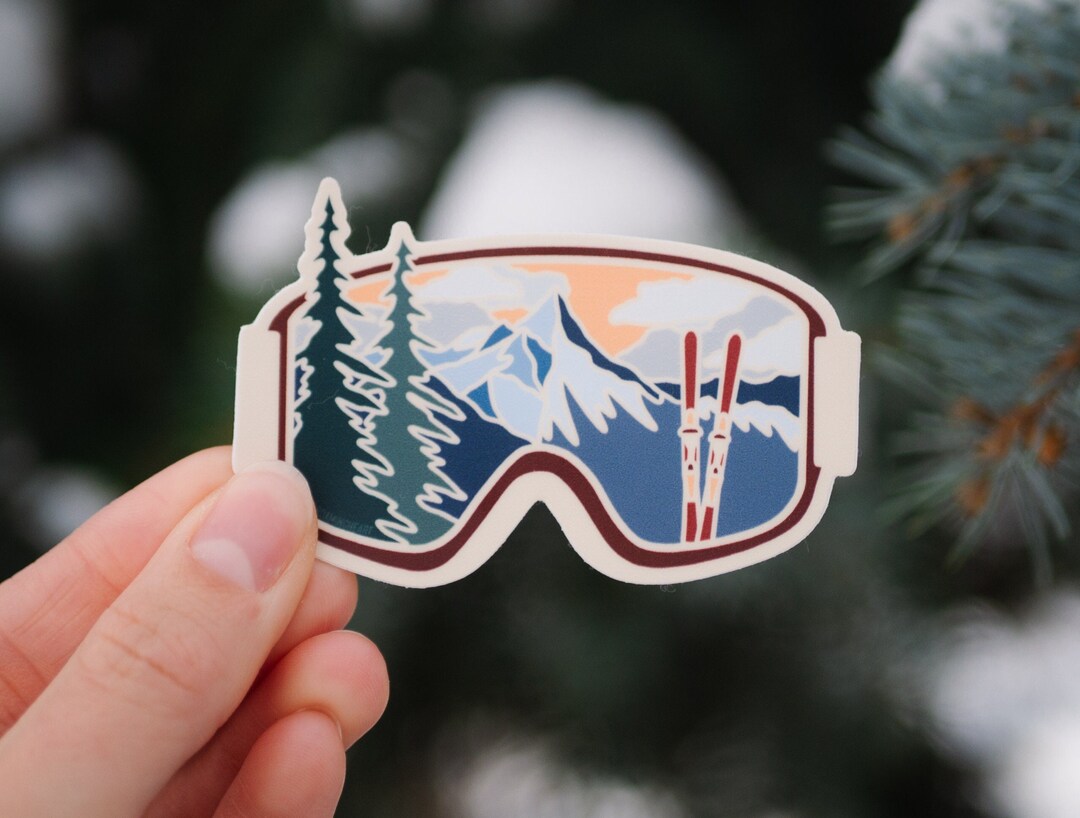 Mountain Ski Goggles Sticker 3x2 Vinyl Sticker Winter Ski Sticker Ski ...