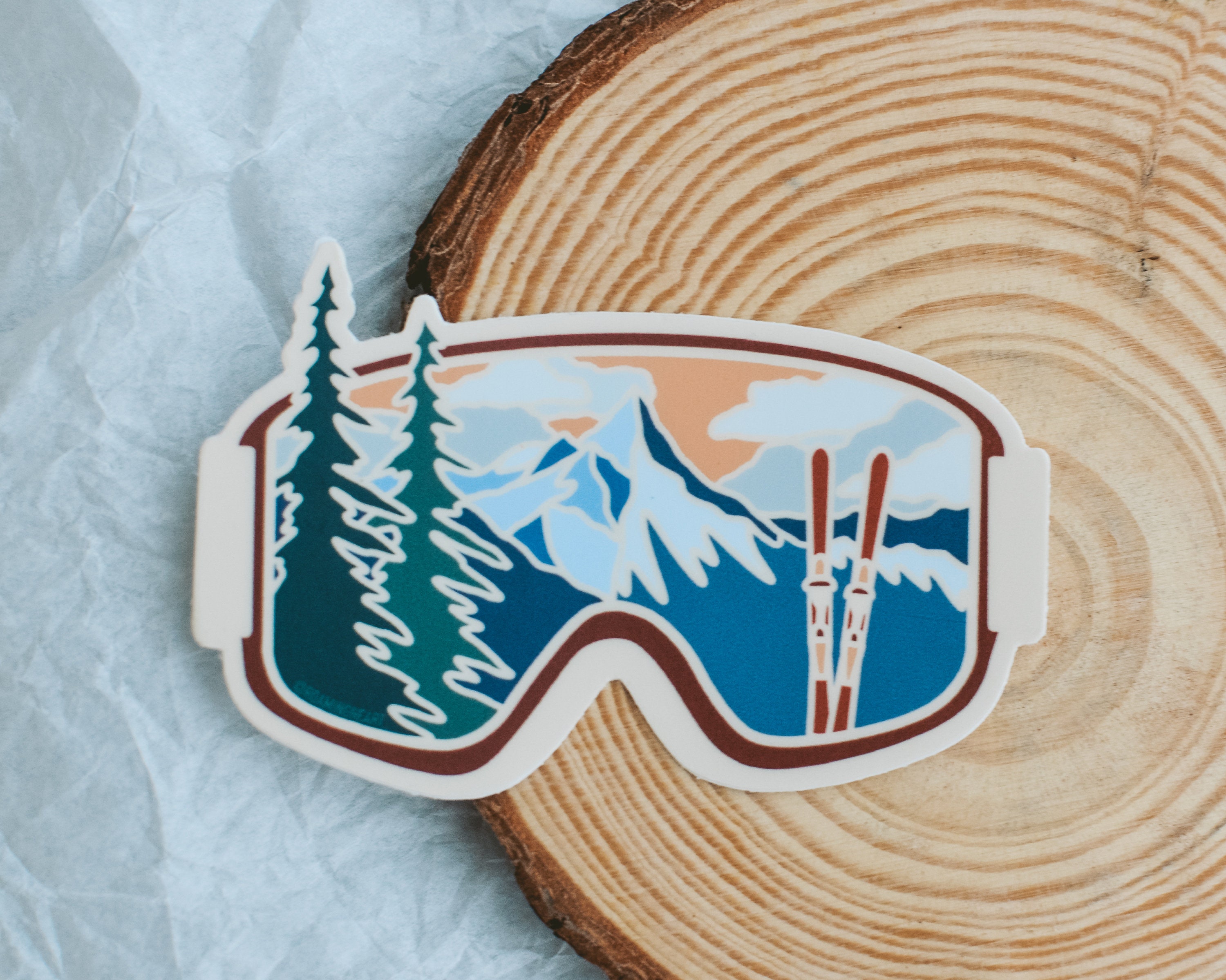 Mountain Ski Goggles Sticker 3x2 Vinyl Sticker | Etsy