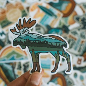 Moose Sticker Adventure Sticker Floral Moose Sticker - Etsy