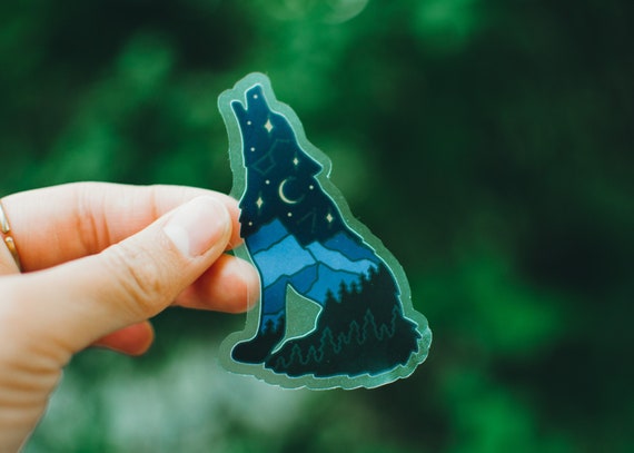 Wolf Night Sky Clear Sticker Night Sky Sticker Wolf | Etsy