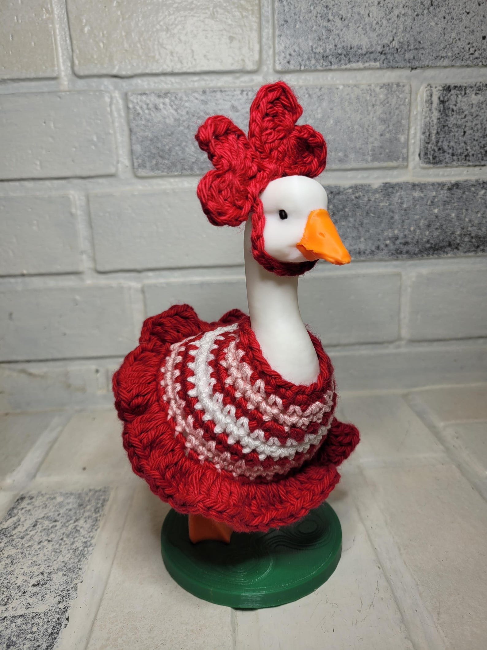 7-inch Crocheted Goose Valentine Goose Outfit – Striped Dress With ...