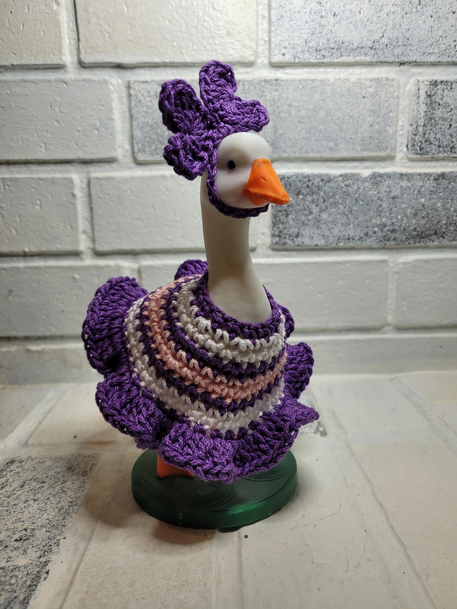 7-inch Crocheted Goose Valentine Goose Outfit – Striped Dress With ...