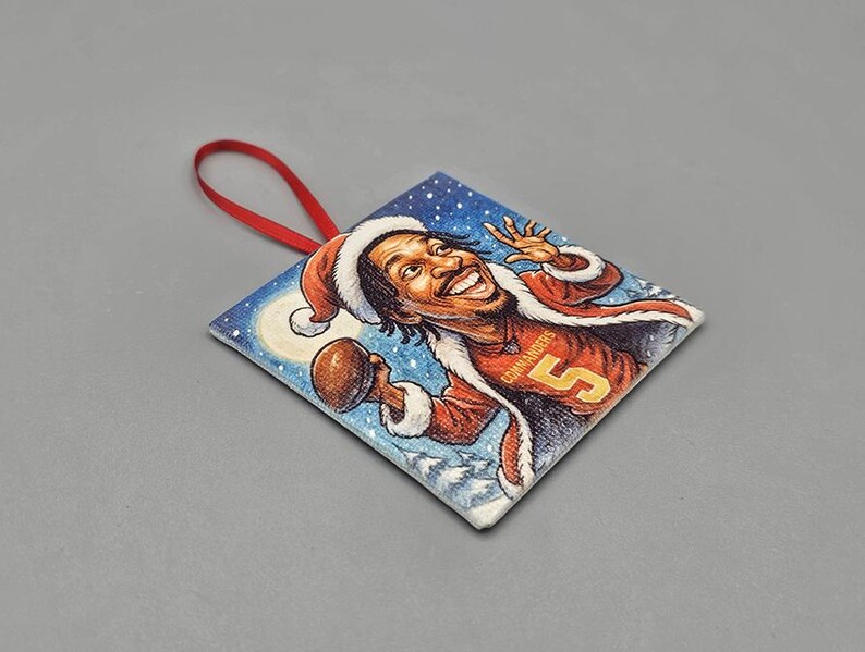 Commanders QB Santa Jayden Caricature Festive Holiday Christmas Tree ...