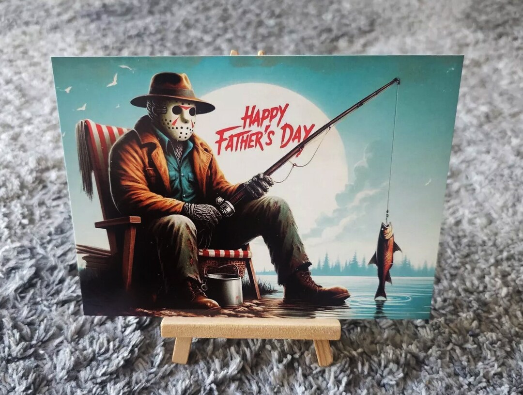 FRIDAY THE 13TH Jason Voorhees Fishing Happy Father's Day 5X7 Greeting ...