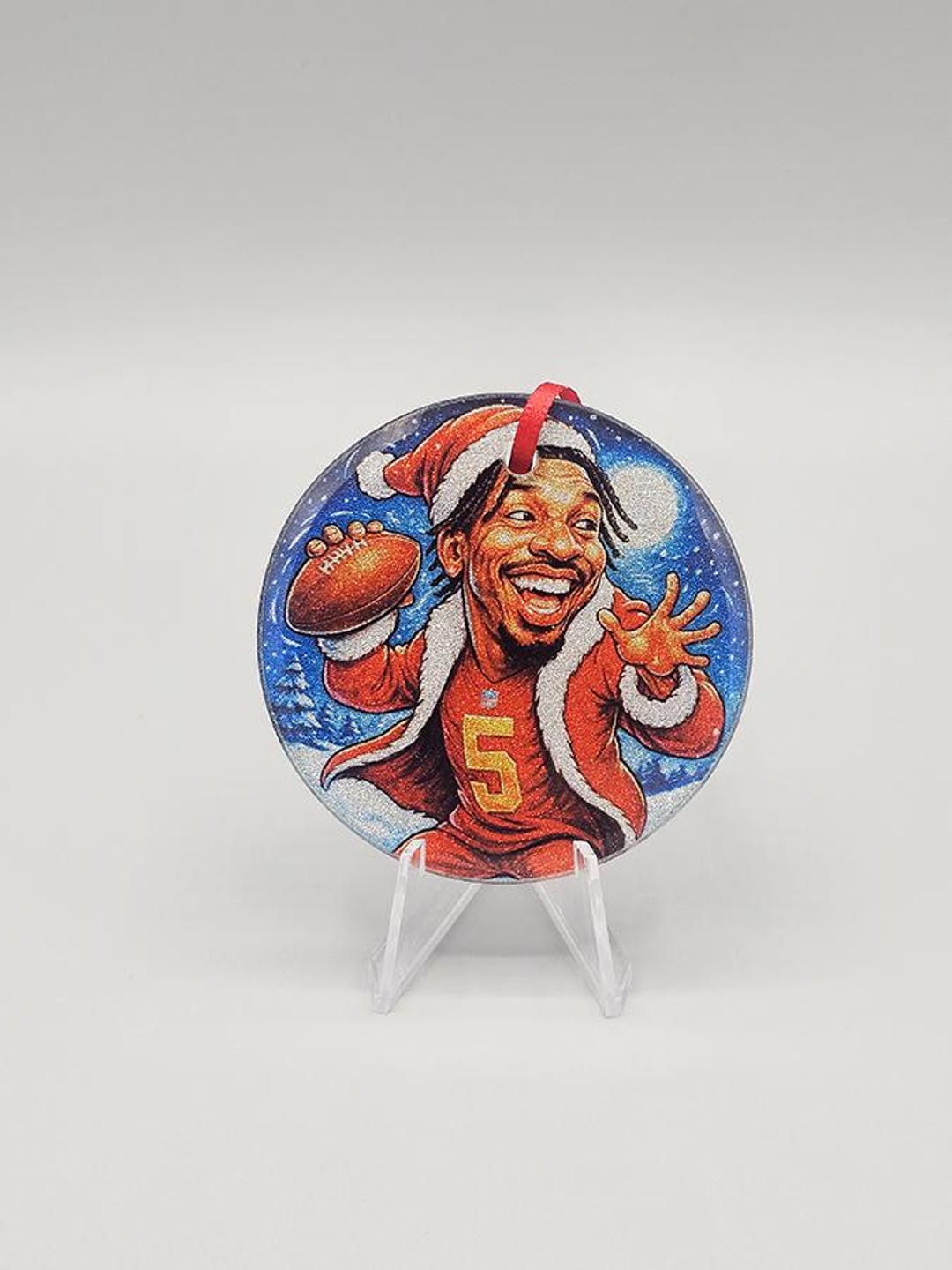 Commanders QB Santa Jayden Caricature Festive Holiday Christmas Tree ...