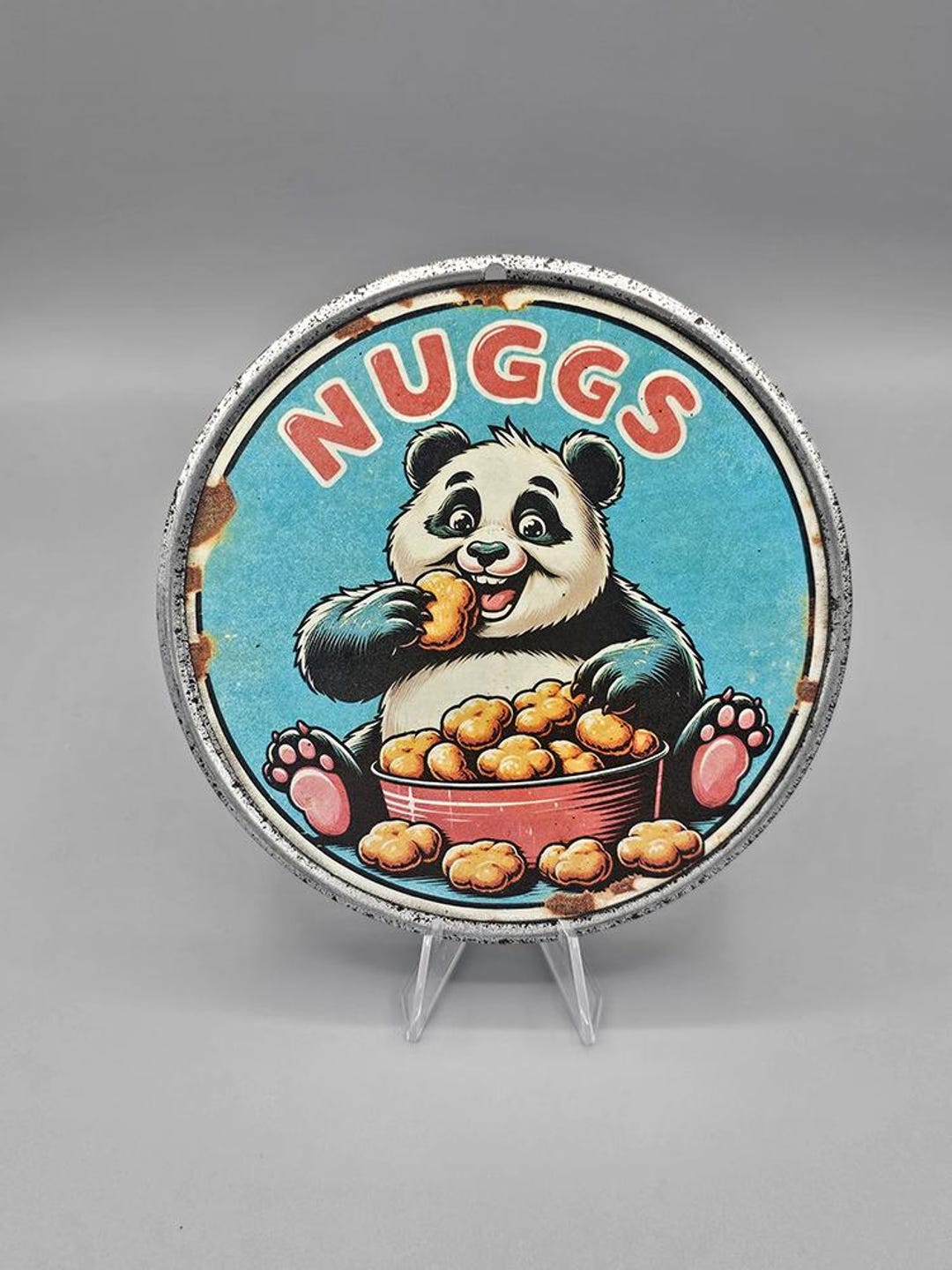 Happy Panda Eating Nuggs Chicken Nuggets Nuggies Weathered/distressed ...