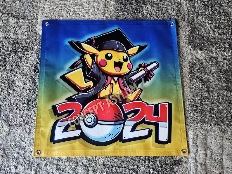PIKACHU Class of 2024 Graduation Full Color 2X2 Foot Weatherproof ...