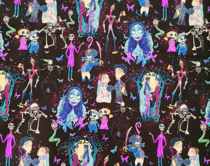 Tiny Scale Corpse Bride Fabric Premium Cotton Lycra 9x14 Fabric Cuts ...