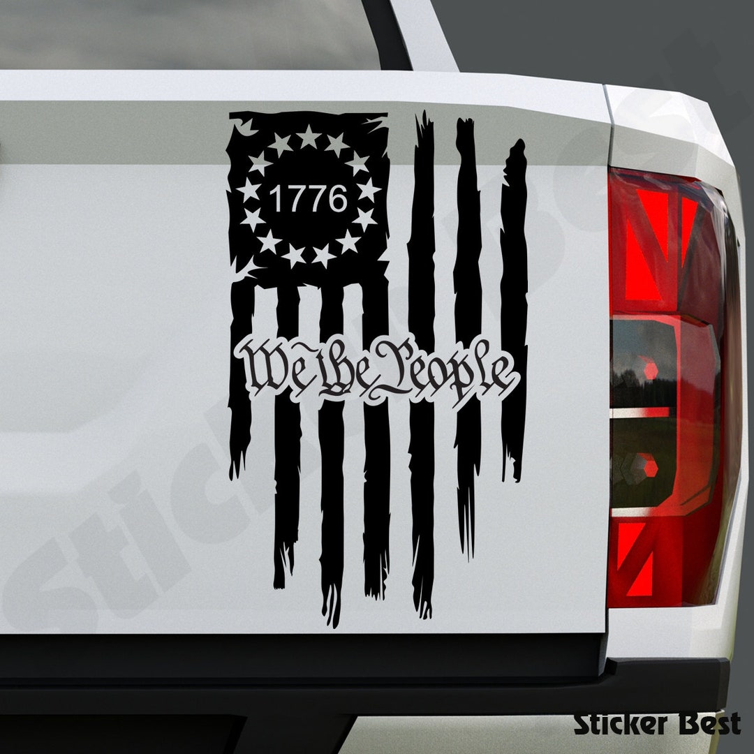US Flag 1776 Decals, Distressed Flag Decals, We the People 1776 Decal ...