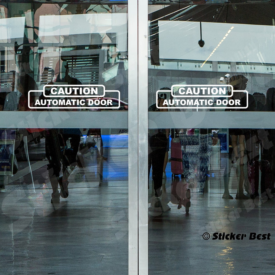 Caution Automatic Door Sign Decal Sticker Business Auto Door Window - Etsy