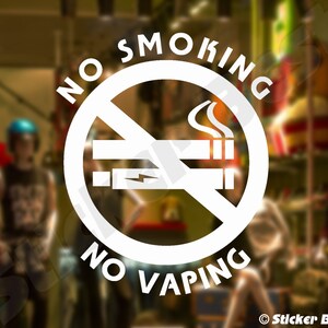 No Smoking or Vaping Decal Sign Sticker Business Store Shop Window Wall ...