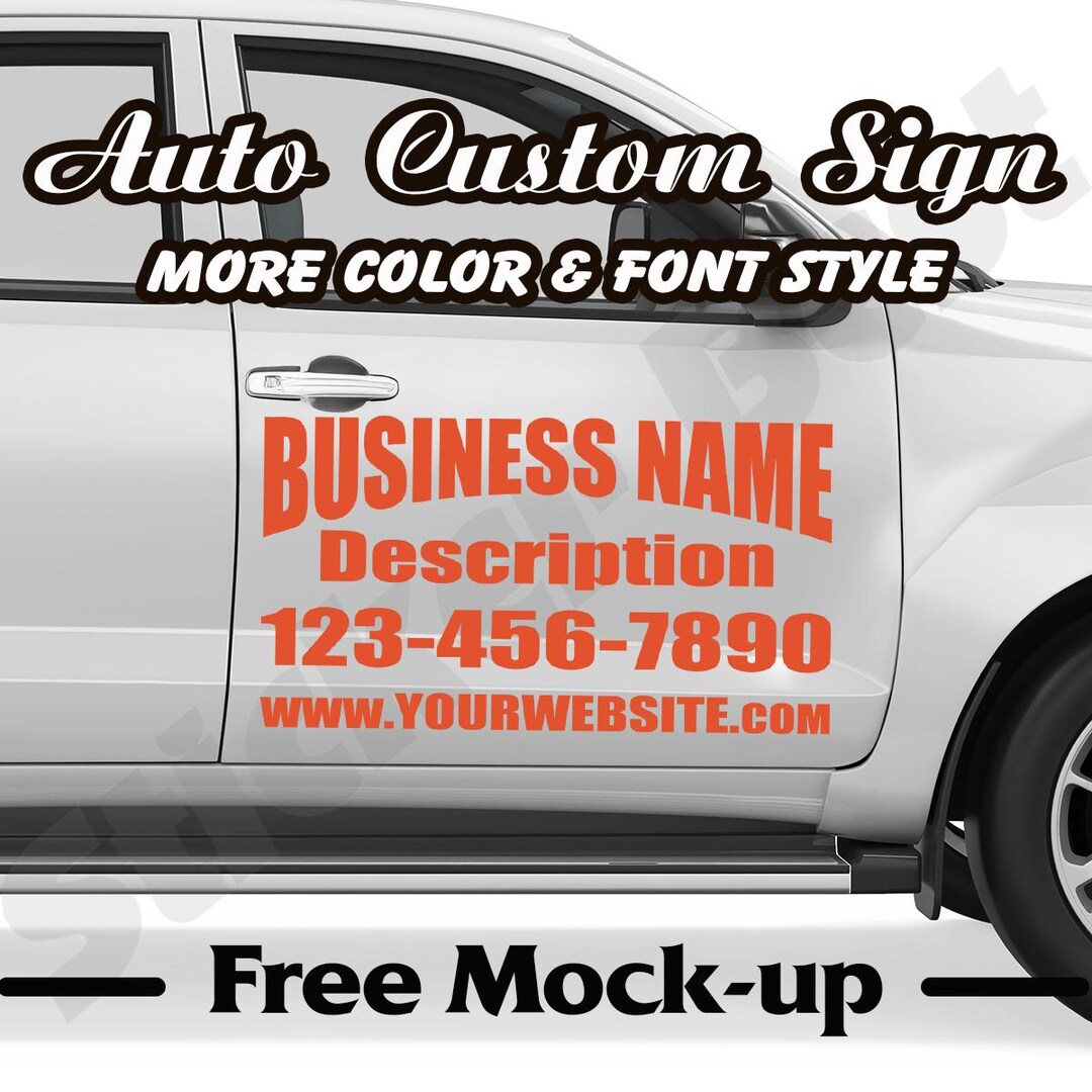 Custom Car Sign Decals Sticker Auto Door Window Business Sign - Etsy