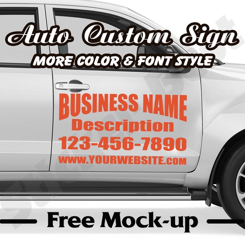 Custom Car Sign Decals Sticker Auto Door Window Business Sign - Etsy