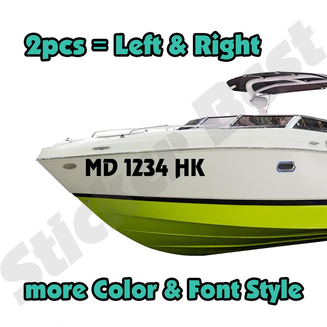 2x Custom Boat Registration Decal Vinyl Sticker Jet Ski Kayak Boat ...