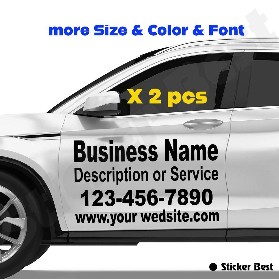 2x Custom Car Sign Decals Sticker Auto Door Window Business Sign - Etsy