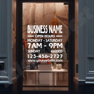 Open Hours Decal - Open Hours Vinyl Sticker - Open Hours Sign Decals ...