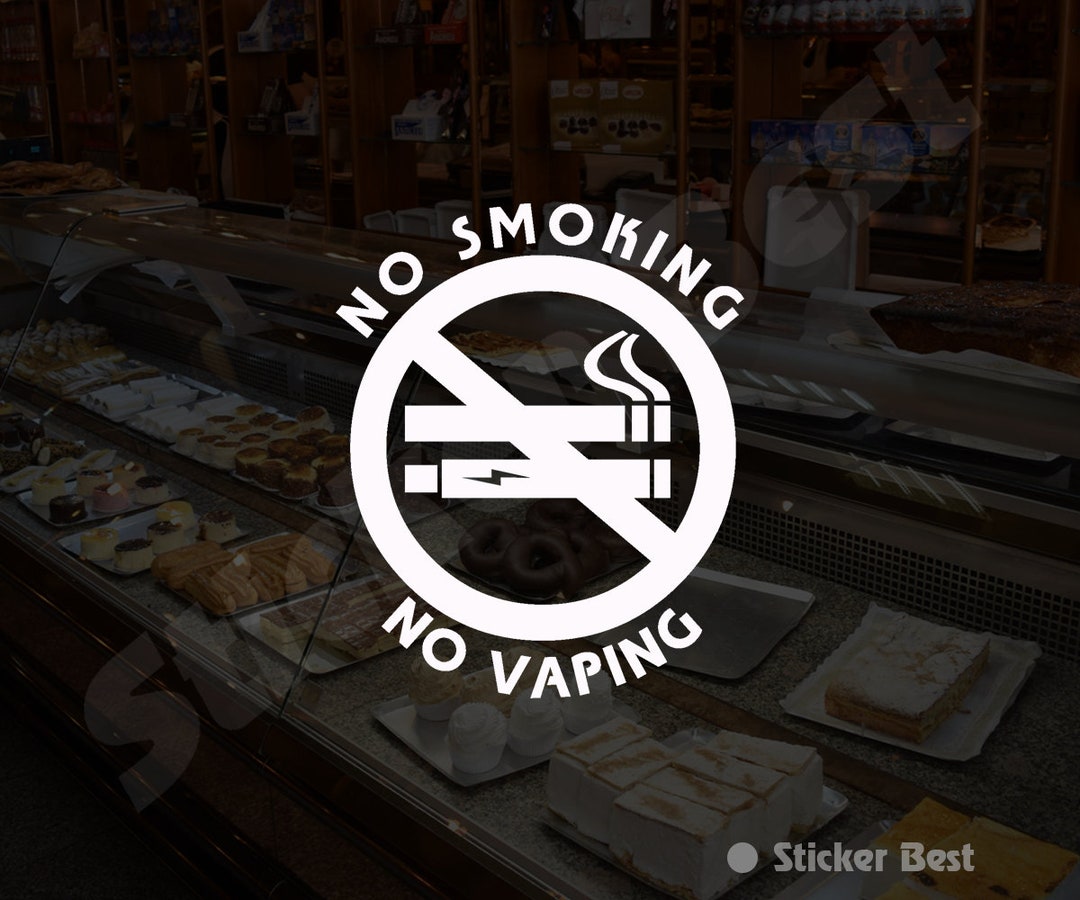 No Smoking or Vaping Decal Sign Sticker Business Store Shop Window Wall ...
