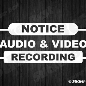 Audio & Video Recording Notice Decals Sticker Door Window Wall Decal - Etsy