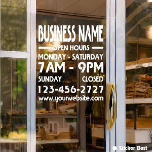 Open Hours Decal - Open Hours Vinyl Sticker - Open Hours Sign Decals ...